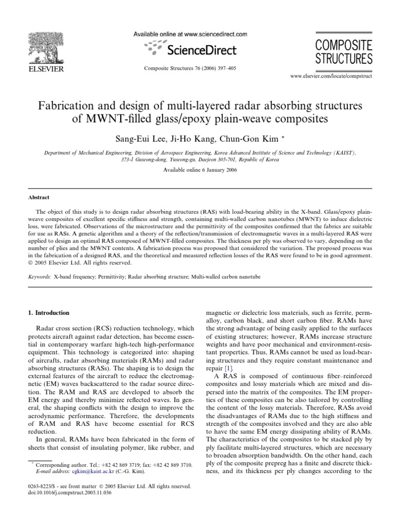 Fabrication and Design of Multi-Layered Radar Absorbing Structures of ...