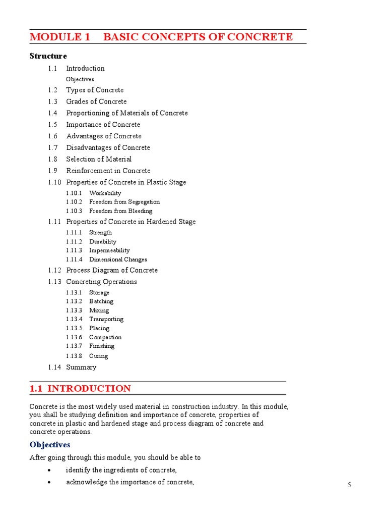 Module 1 Basic Concepts | PDF | Concrete | Creep (Deformation)