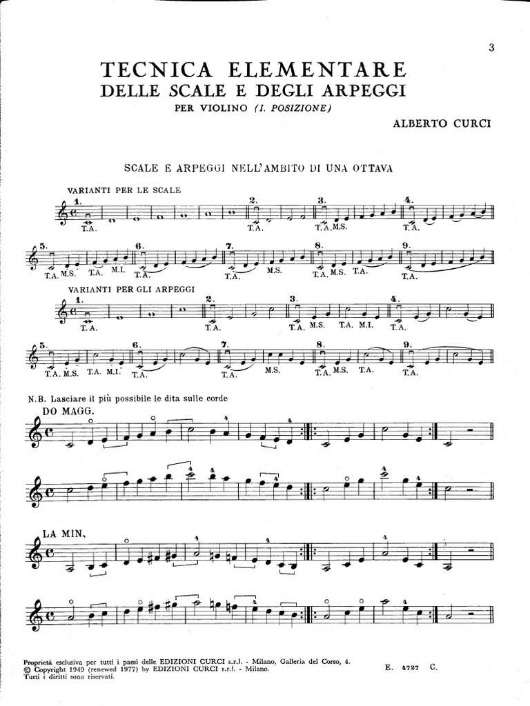 Curci - Tecnica Elementare Delle Scale E Degli Arpeggi - Violino | PDF