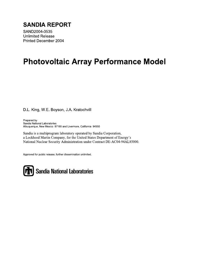 Sandia Performance Model 2004-3535 | PDF