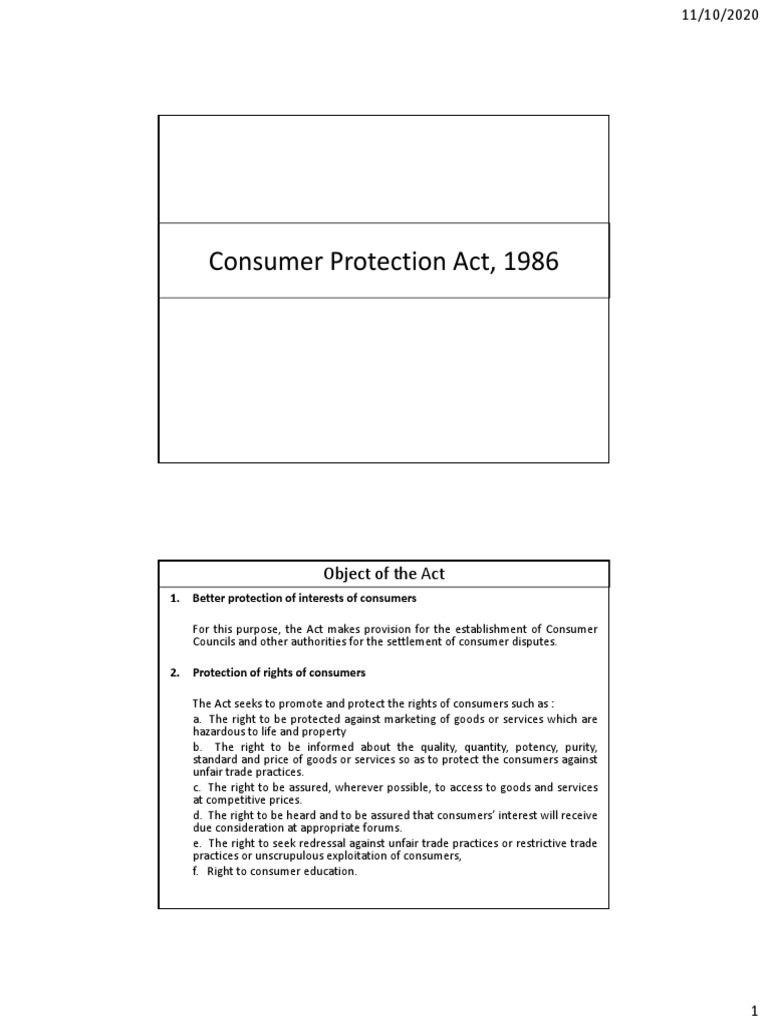 Consumer Protection Act | PDF | Complaint | Goods