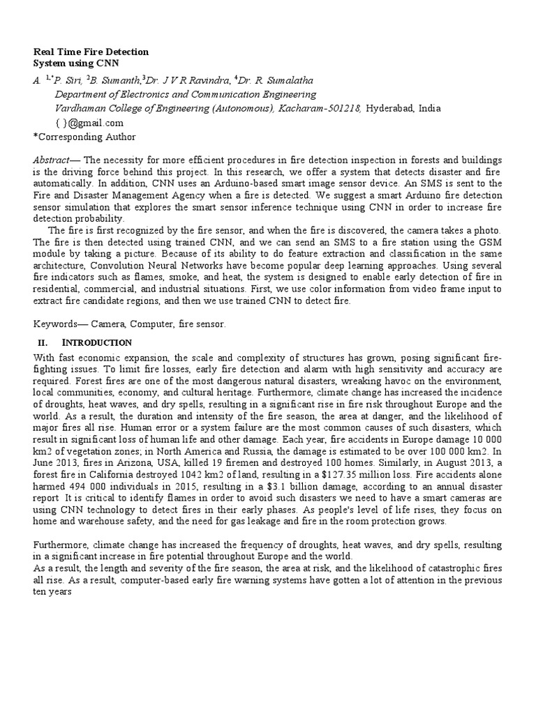 Real Time Fire Detection Using CNN | PDF | Deep Learning | Systems Science