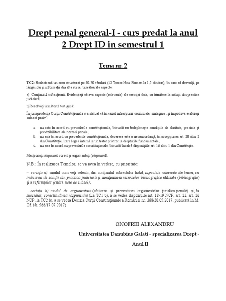 Drept General Tema NR 2 | PDF