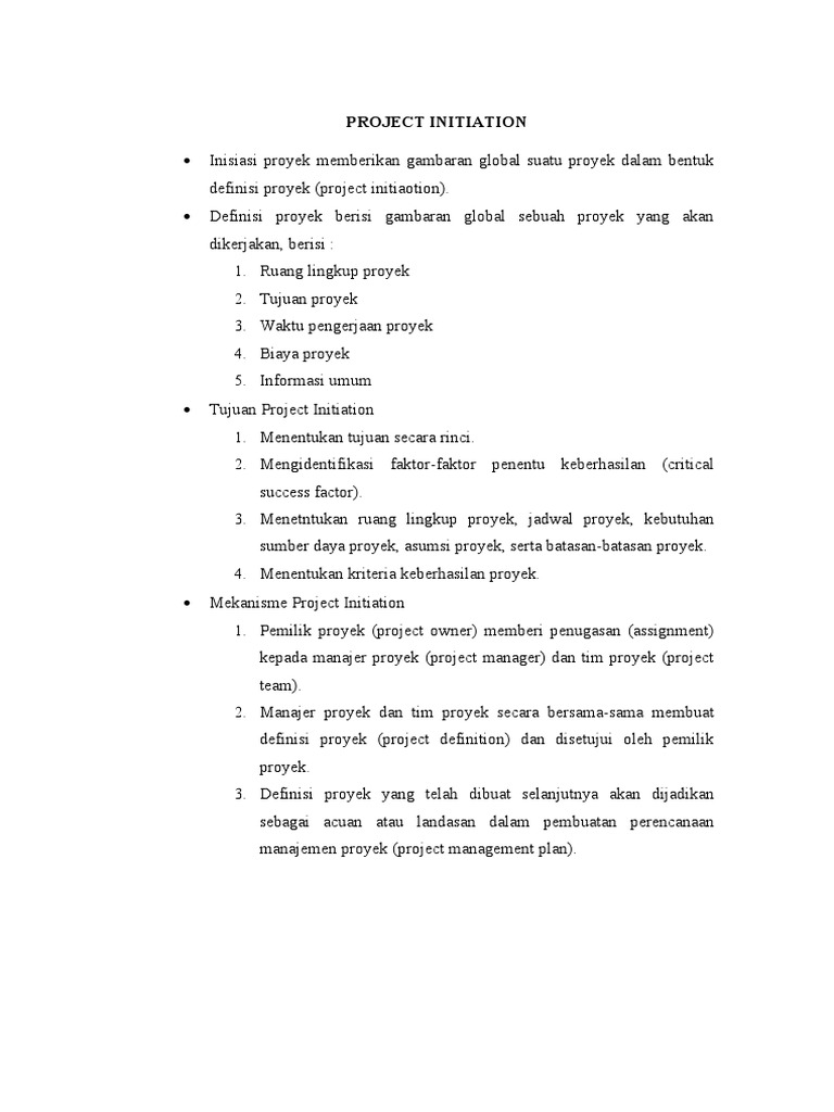 Project Initiation | PDF | Bisnis | Komputer