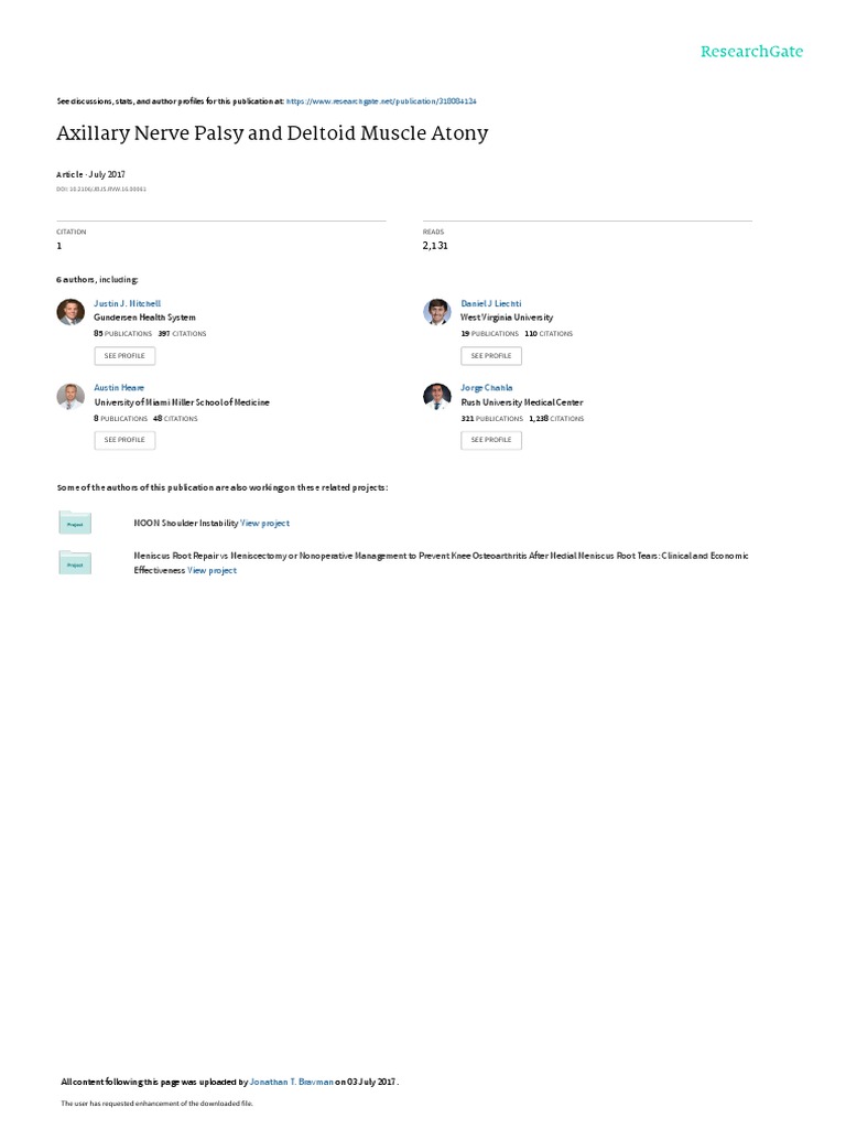 Axillary Nerve Palsy and Deltoid Muscle Atony | PDF | Shoulder ...