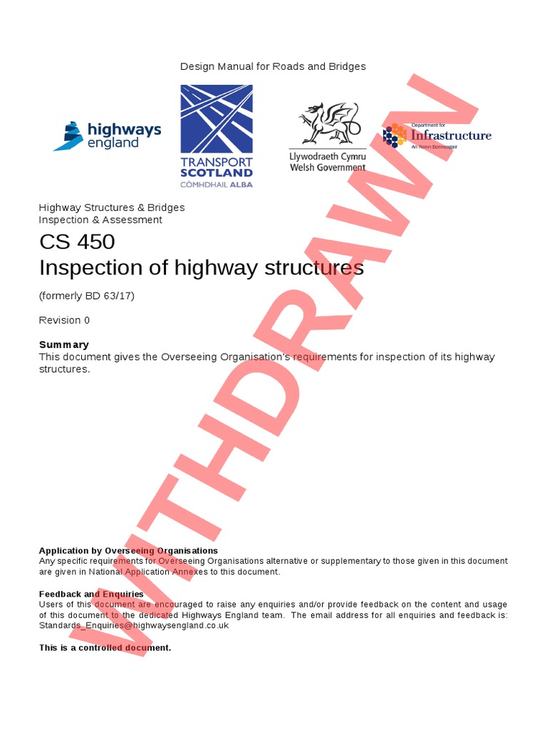 CS 450 Inspection of Highway Structures: Design Manual For Roads and ... CS 450 Inspection of Highway Structures: Design Manual For Roads and ...