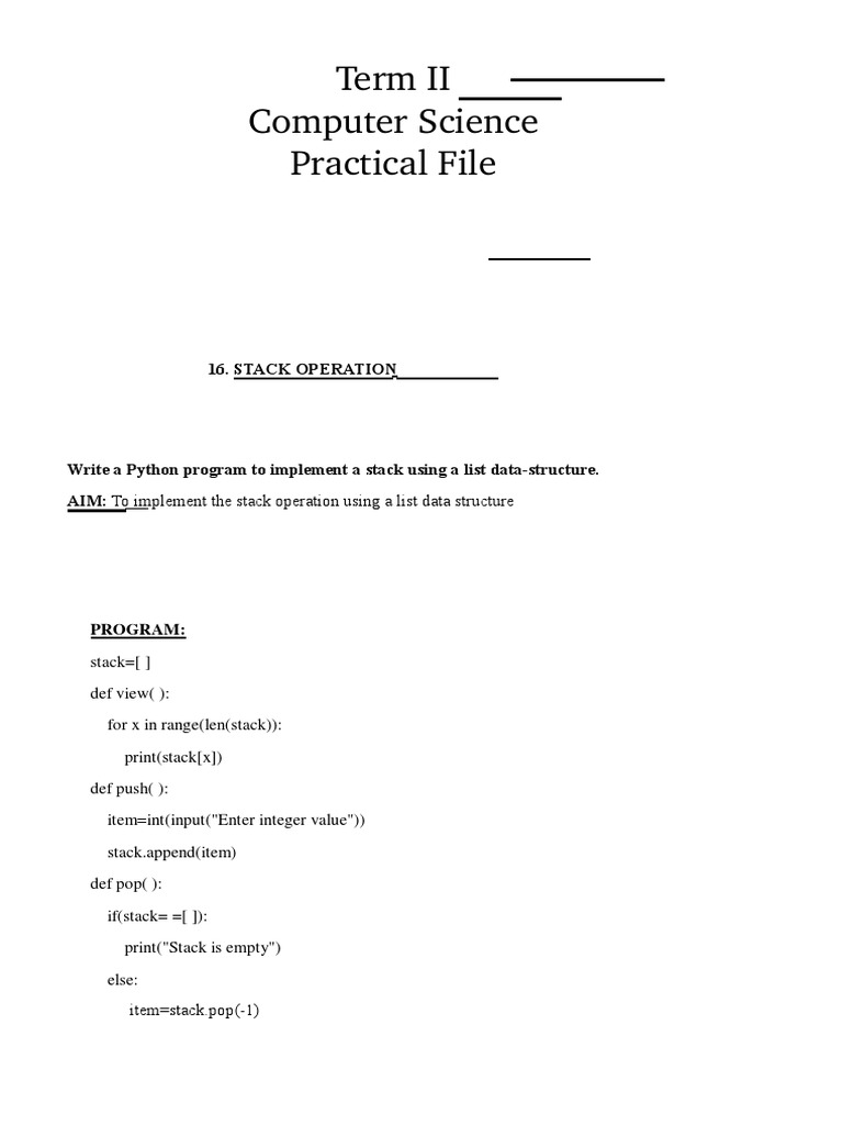 Grade 12 - Practical Program (Term2 - (16-25) ) | PDF | Information ...