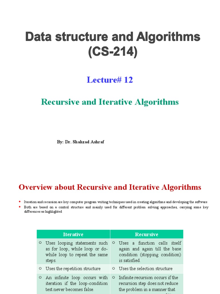 Lecture# 12-Recursive and Iterative Algorithms | PDF | Control Flow ... Lecture# 12-Recursive and Iterative Algorithms | PDF | Control Flow ...