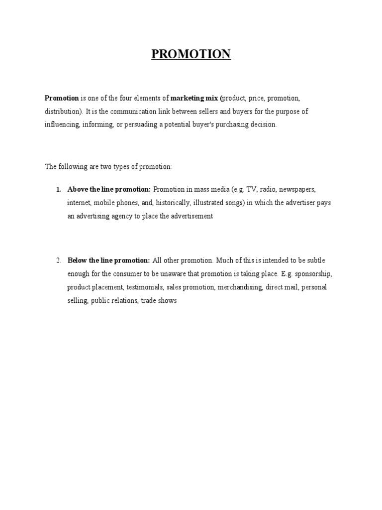 Promotion | PDF | Advertising | Sales