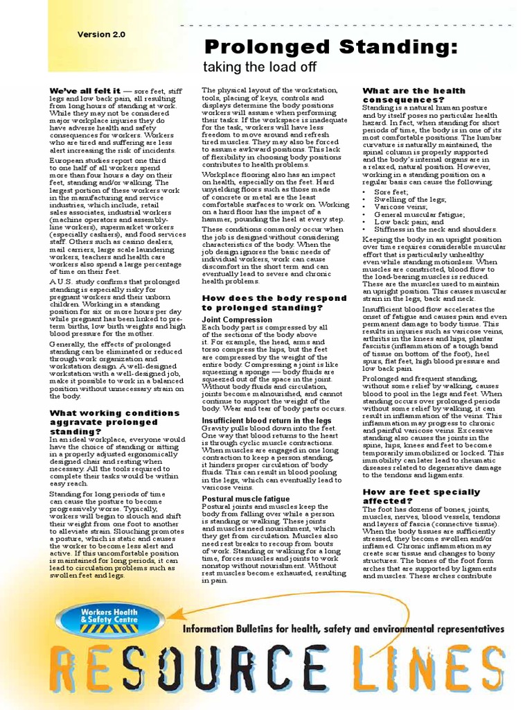 Prolonged Standing | PDF | Occupational Safety And Health | Medical ...