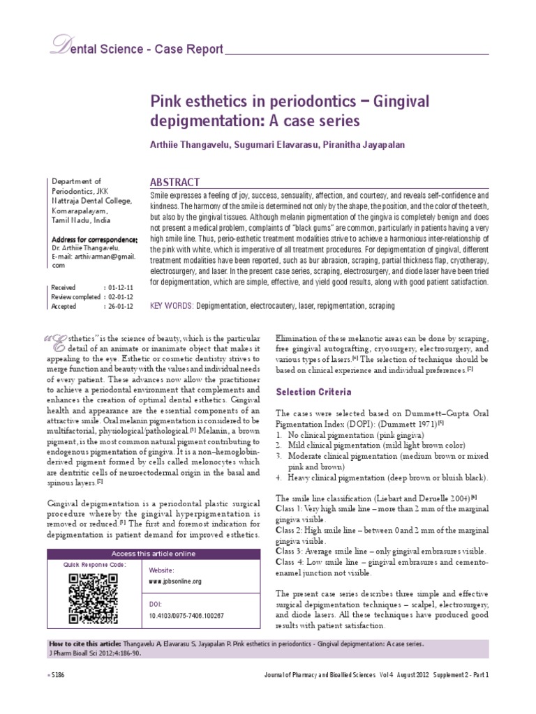 Pink Esthetics in Periodontics - Gingival Depigmentation: A Case Series ...