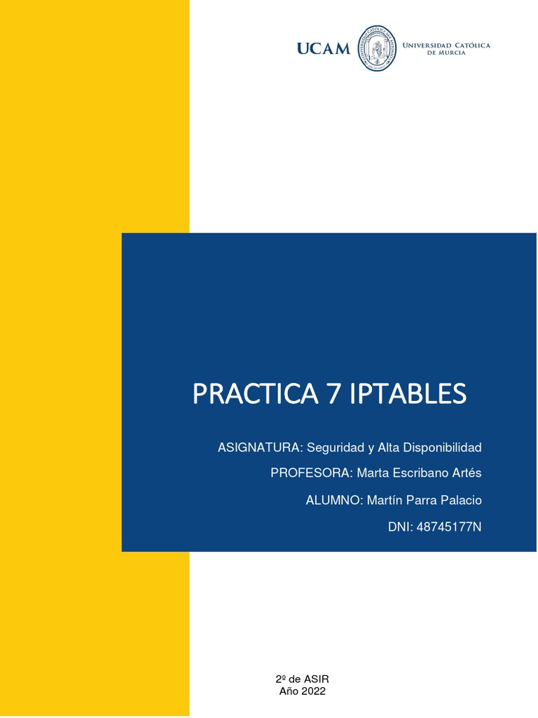 Practica 7 - Iptables CentOS | PDF | Cortafuegos (informática) | Enrutador (Computación)