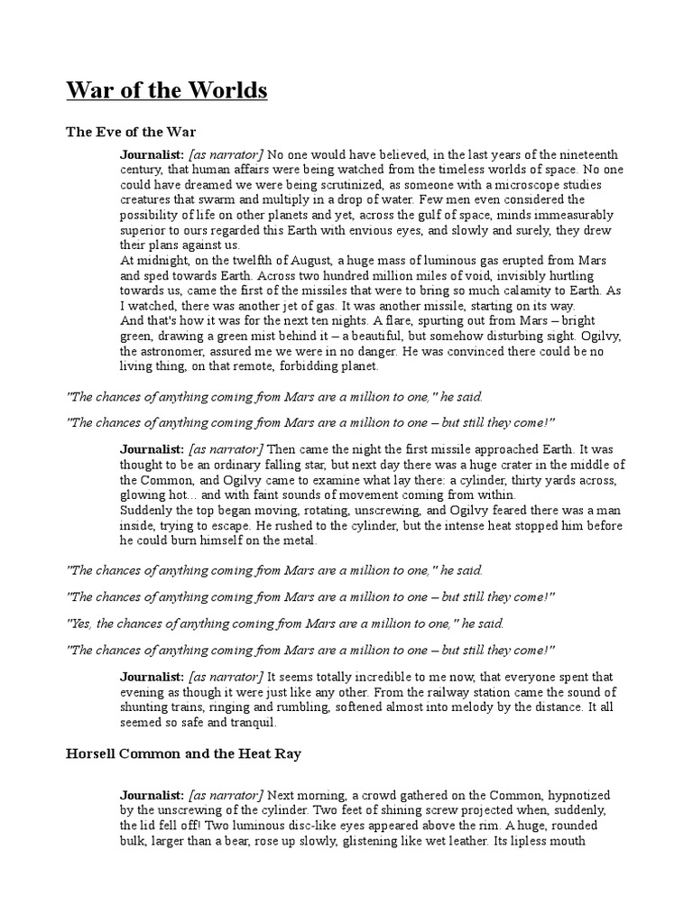 War of The Worlds Transcript and Radio Broadcast | PDF