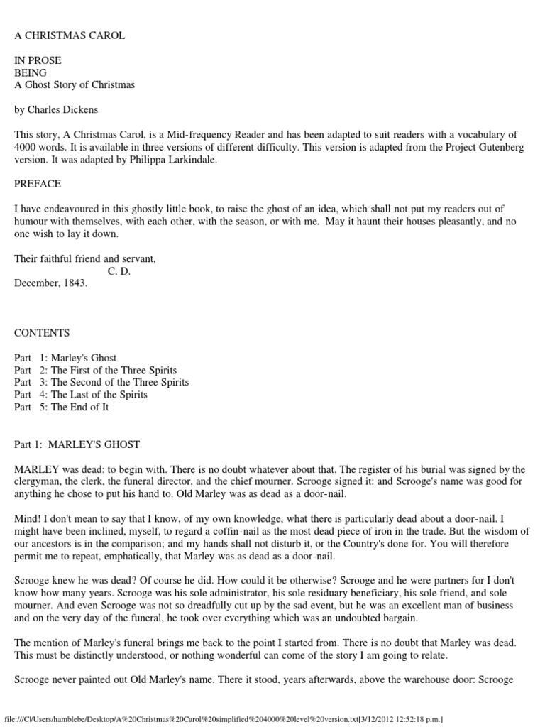 A Christmas Carol Simplified 4000 Level Version | PDF