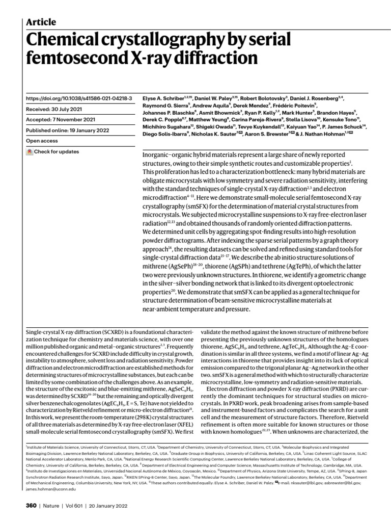Chemical Crystallography by Serial Femtosecond X-Ray Diffraction | PDF ...