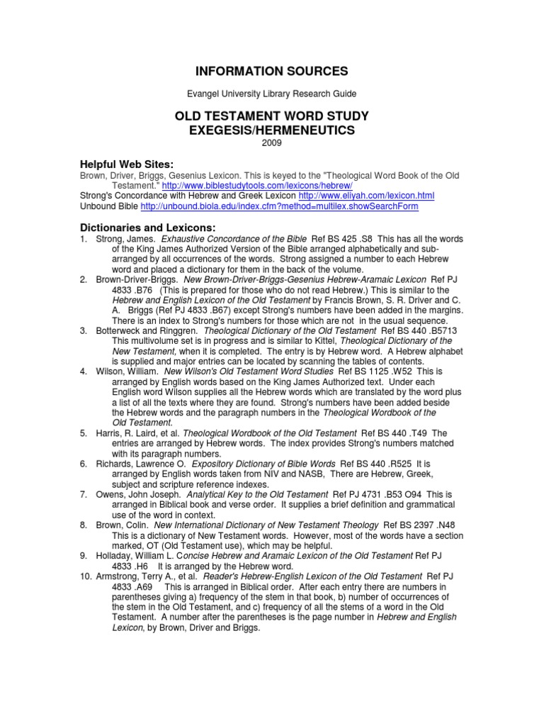 Old Testament Word Study | PDF | Old Testament | Bible