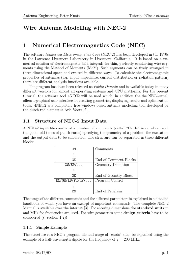 NEC-2 Wire Antenna Modelling Guide | PDF | Antenna (Radio) | Radio