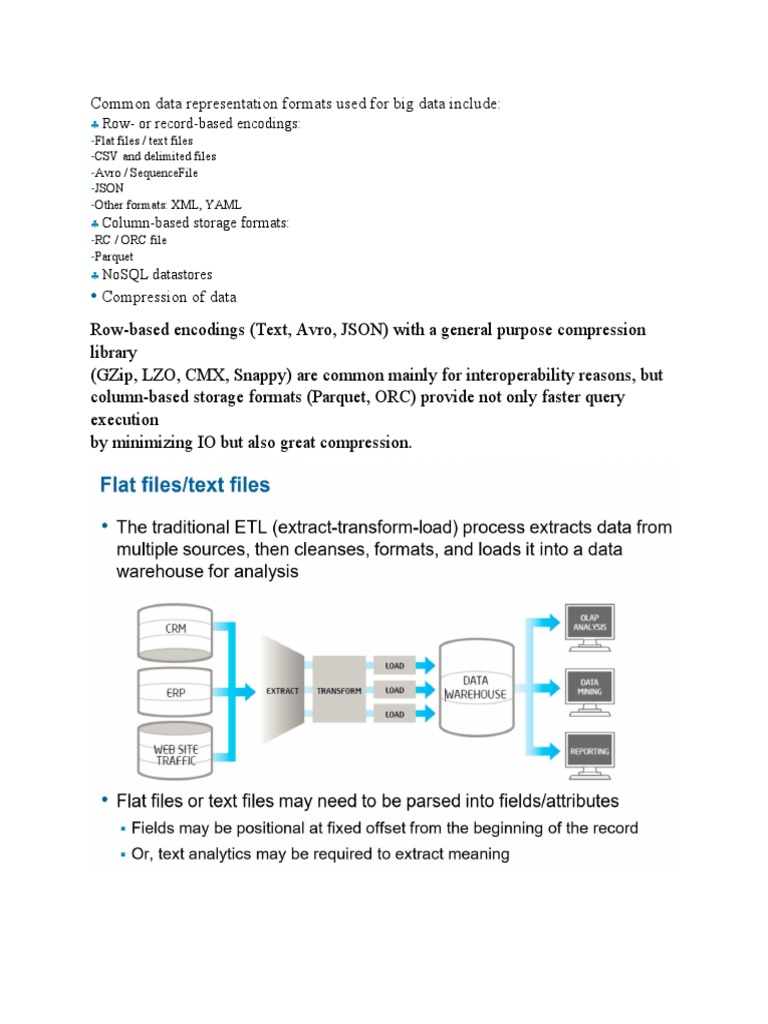 Common Data Representation Formats Used For Big Data Include | PDF ...