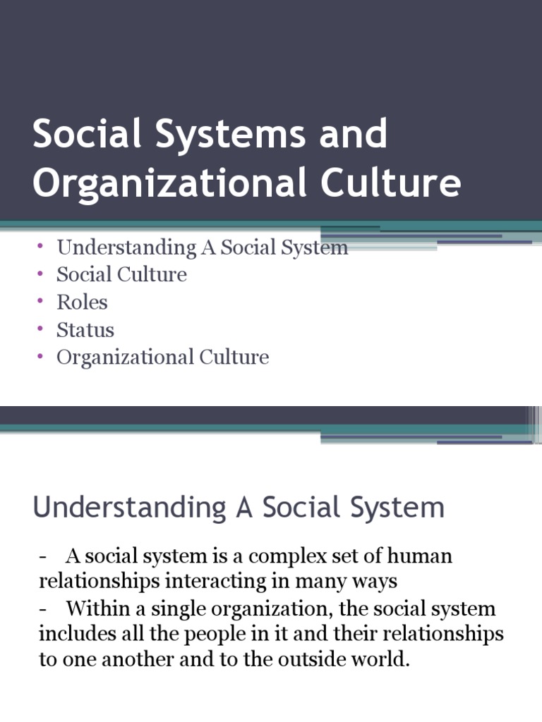 4HBO Social Systems and Organizational Culture+ | PDF | System ...