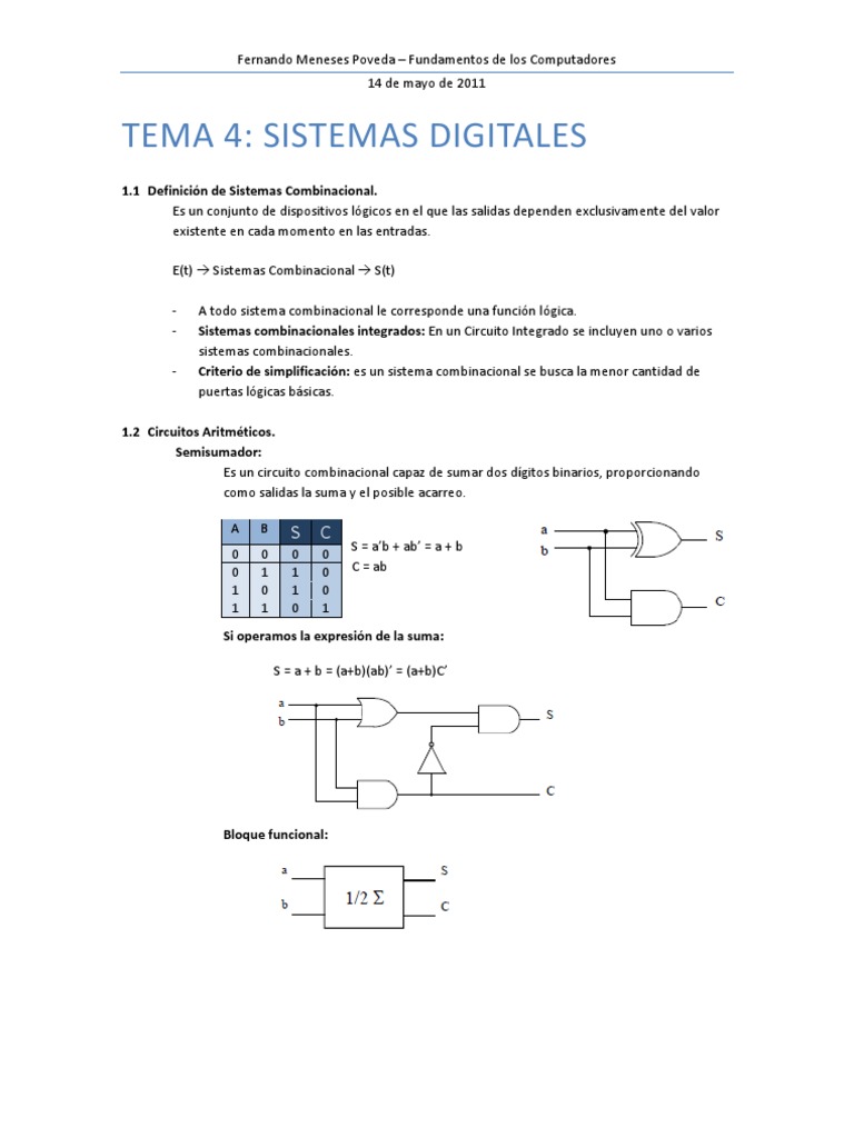 Circuitos Combinacionales en Sistemas Digitales | PDF | Electrónica ...