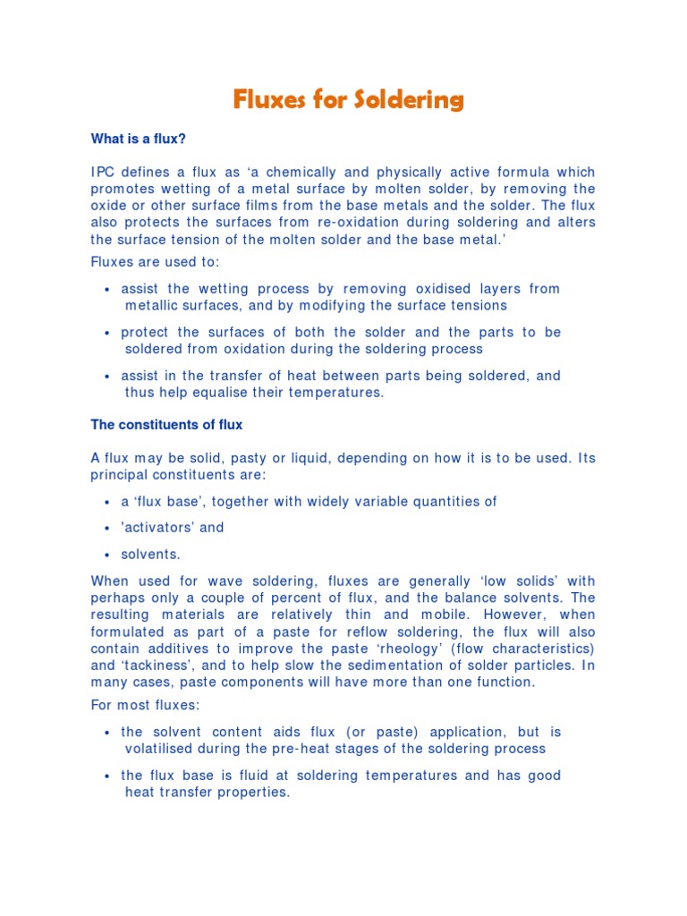 Fluxes For Soldering: What Is A Flux? | PDF | Soldering | Solder