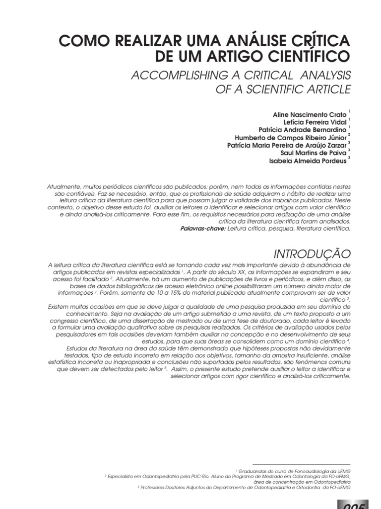 Como Realizar Uma Análise Crítica De Um Artigo Científico Nicotina