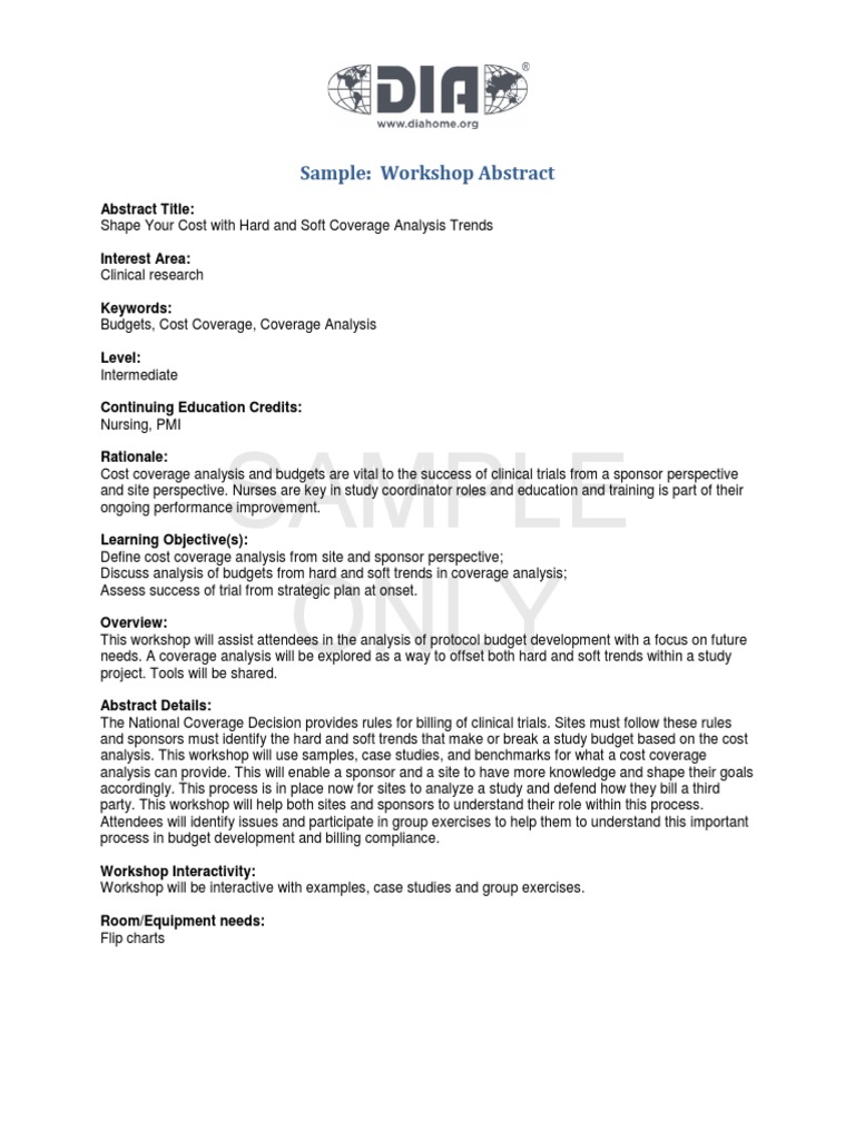 Sample Workshop Abstract | PDF