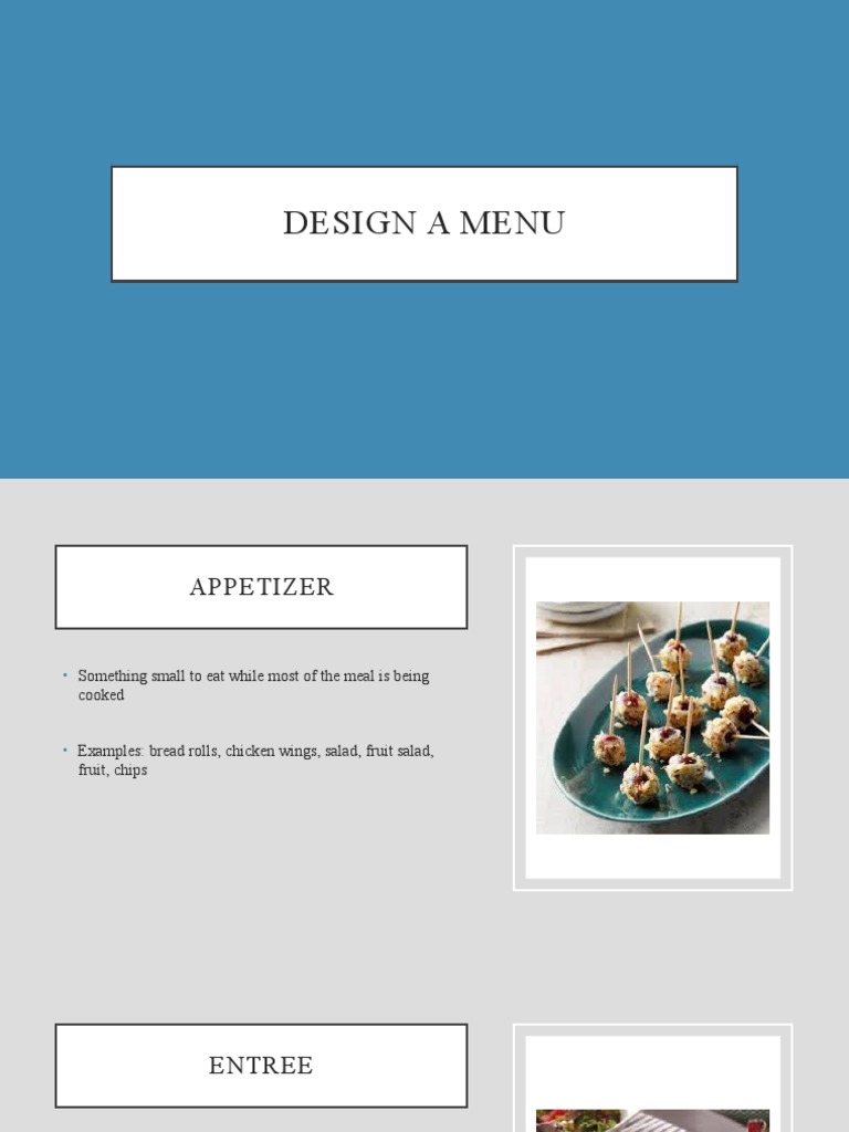 Menu Design Assignment Guide | PDF | Cooking, Food & Wine