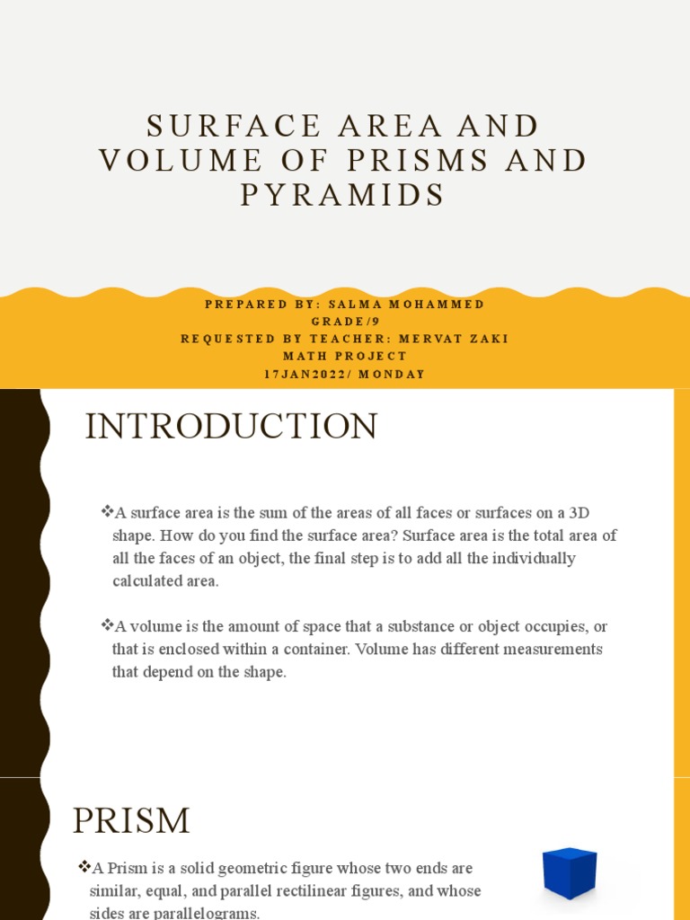 Surface Area and Volume of Prisms and Pyramids | PDF