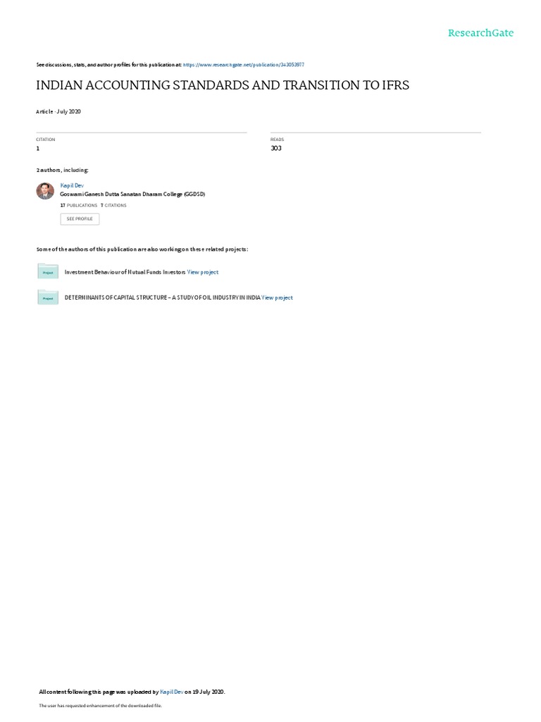 Indian Accounting Standards and Transition To Ifrs: July 2020 | PDF ...