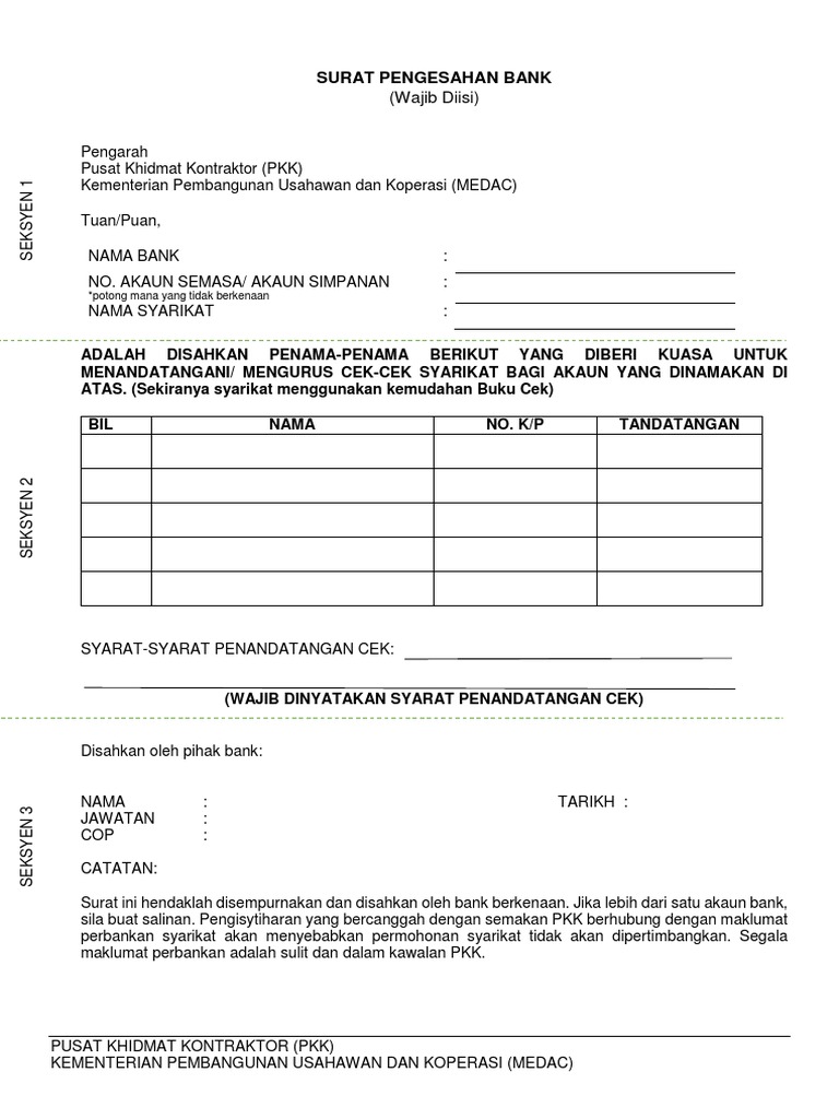 Surat Pengesahan Bank (Baru) | PDF