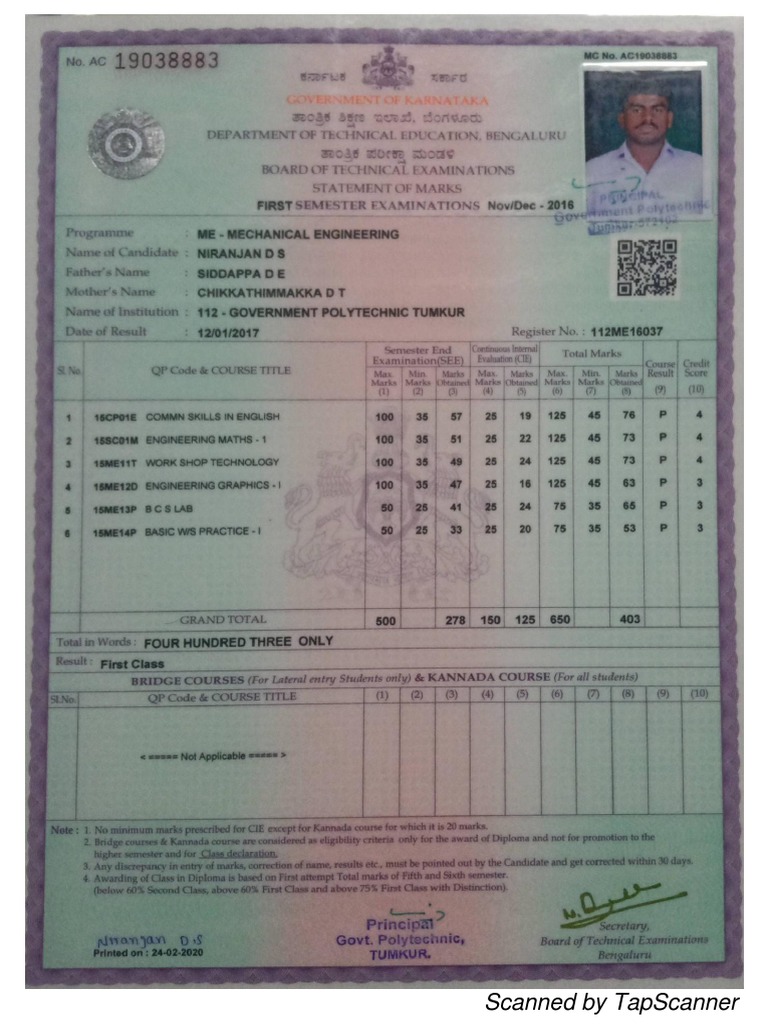 Diploma Marks Card | PDF