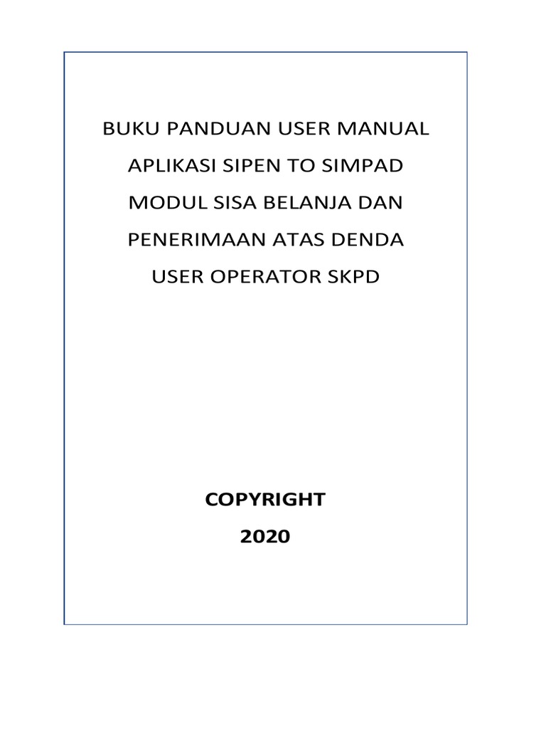 Buku Panduan User Manual Aplikasi Sipen To Simpad | PDF