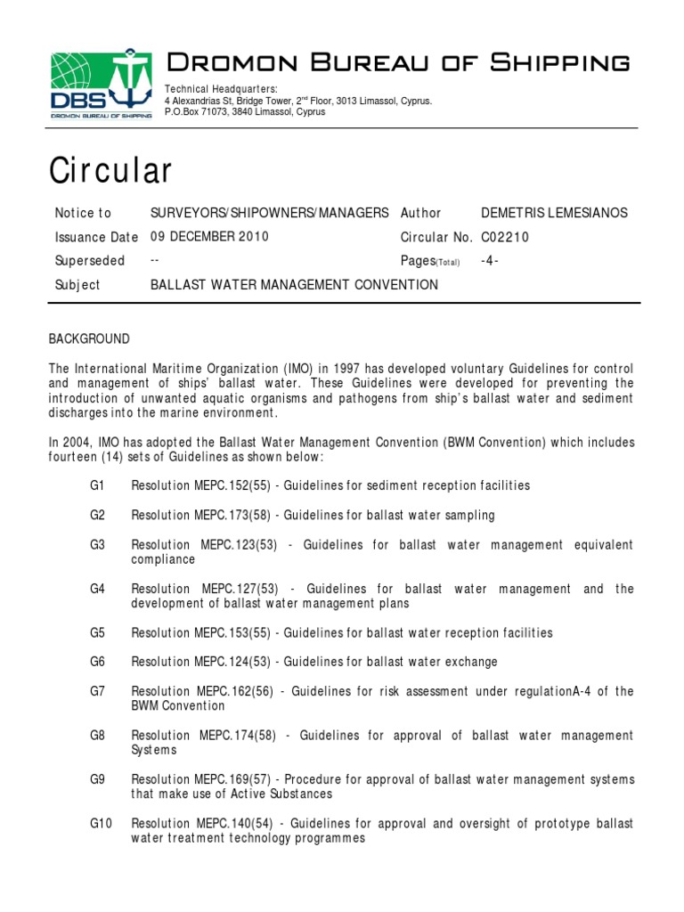 c02210 - Ballast Water Management Convention | PDF | Water | Nature