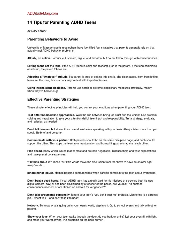 Parenting ADHD Teens | PDF | Adolescence | Attention Deficit ...