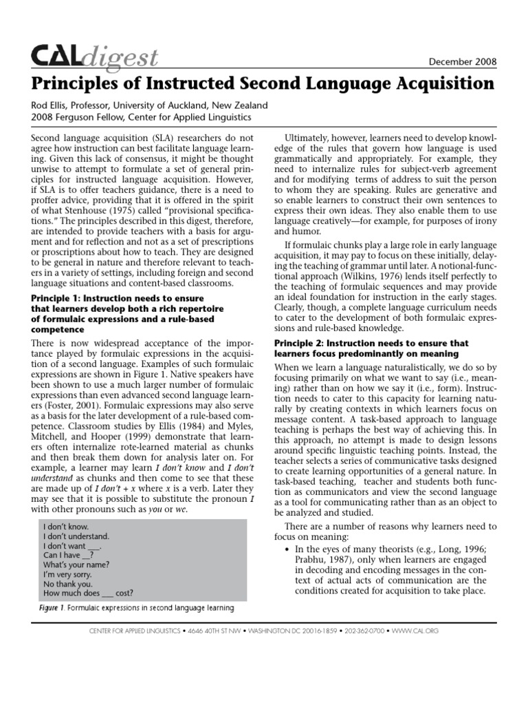 Language Acquisition Paper | PDF | Second Language | Second Language ...