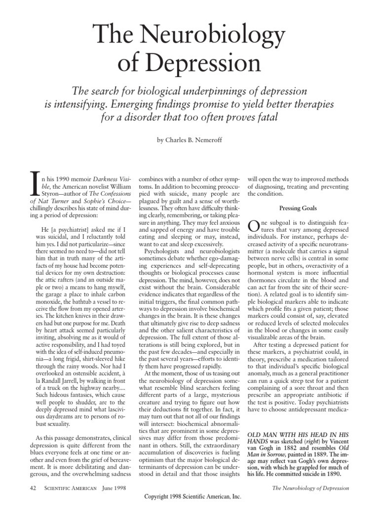 The Neurobiology of Depression | Download Free PDF | Chemical Synapse | Neurotransmitter