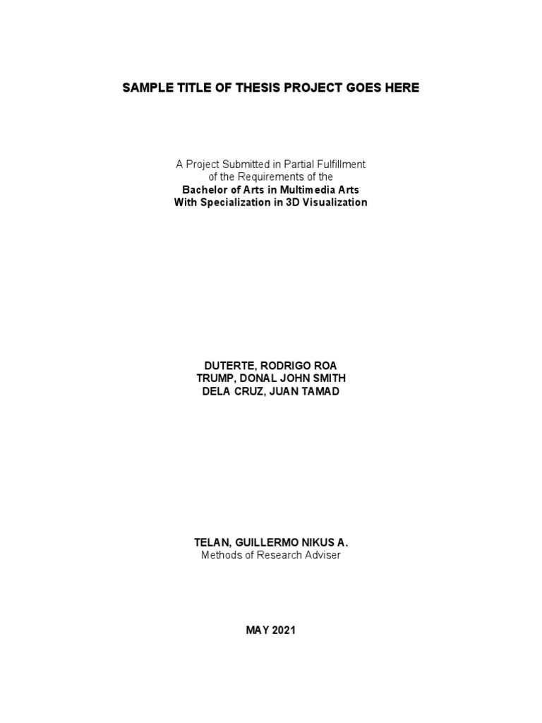 Sample Title of Thesis Project Goes Here: A Project Submitted in ...