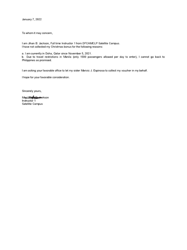 Voucher Letter | PDF