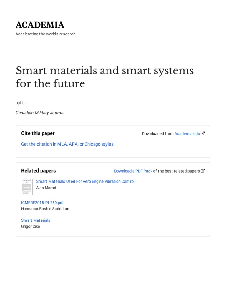 Future of Smart Materials and Systems | PDF | Composite Material ...