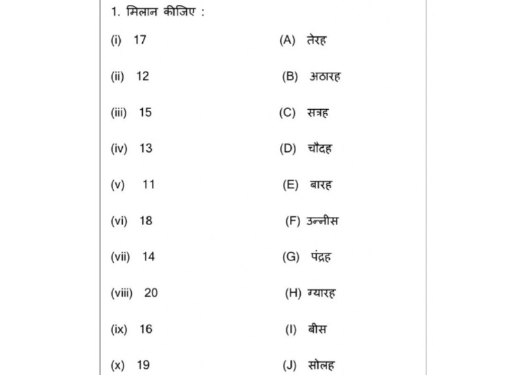 Counting in Hindi To 20 | PDF