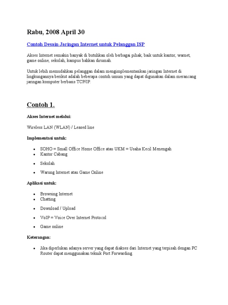 Contoh Desain Jaringan Internet Untuk Pelanggan ISP | PDF | Bisnis ...
