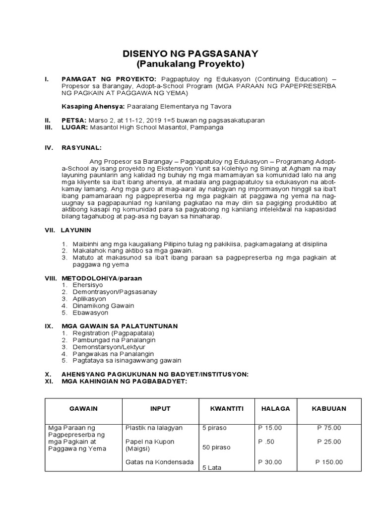 Disenyo NG Pagsasanay | PDF