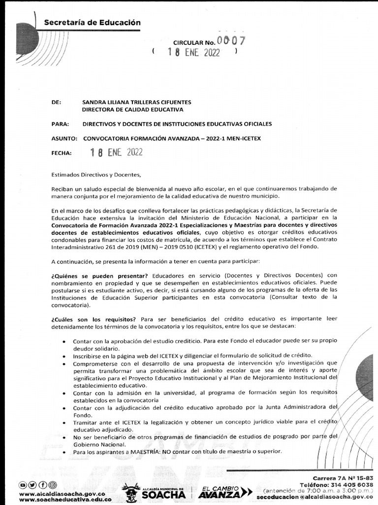 Circular 007 de 2022 | PDF