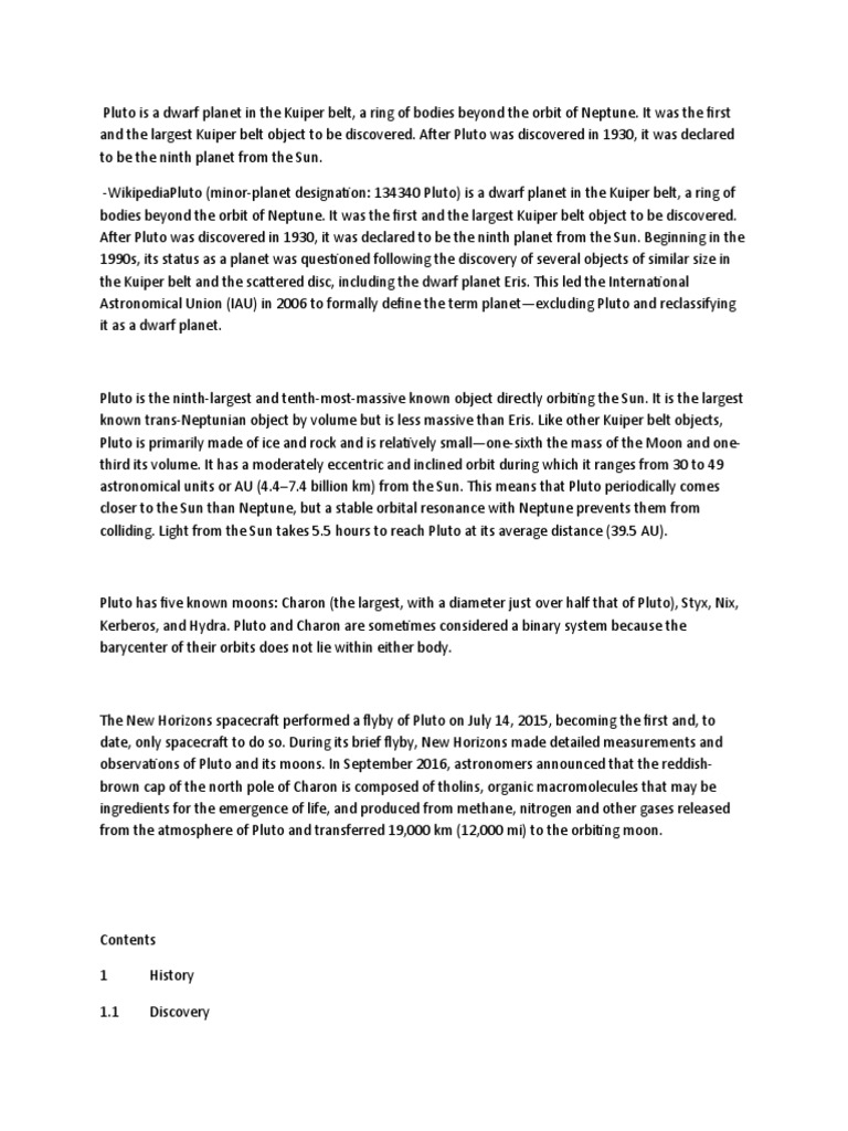 A Comprehensive Summary Of Key Facts About Pluto From Its Discovery