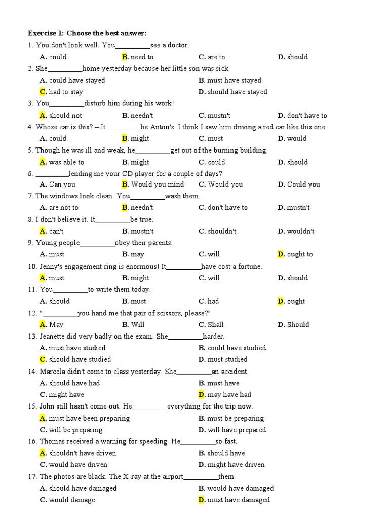 Chuyên đề 6 MODAL VERBS homework 2 | PDF