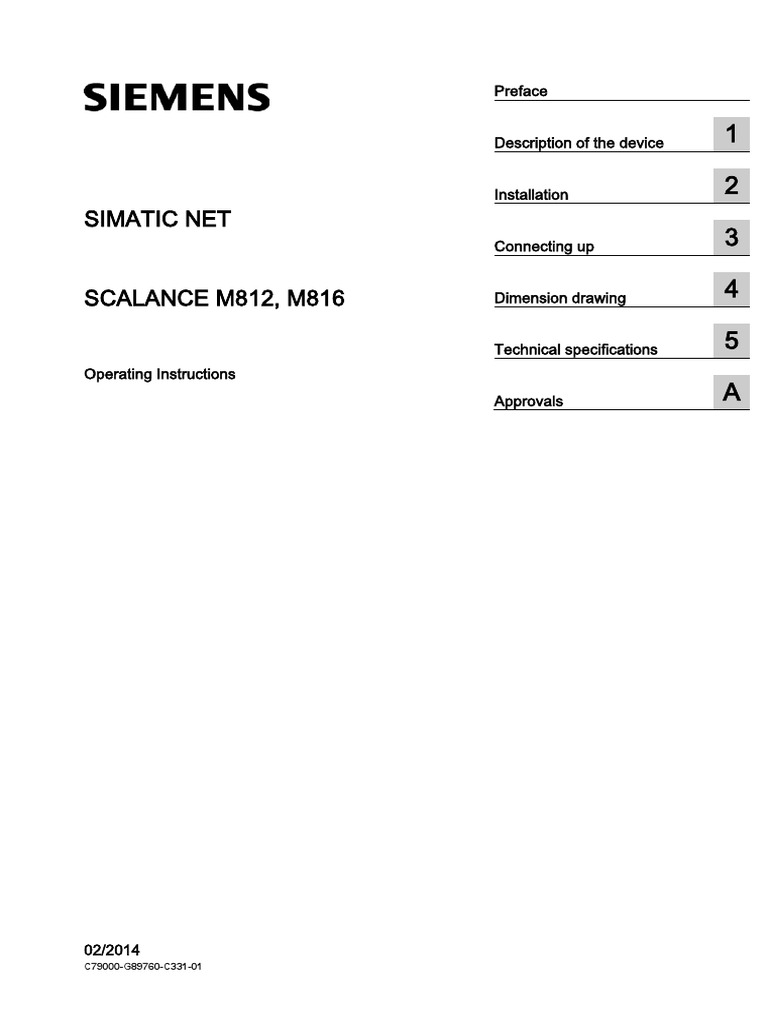 SCALANCE M812 M816 Operating Instructions 2014 02 | PDF | Digital Subscriber Line | Power Supply