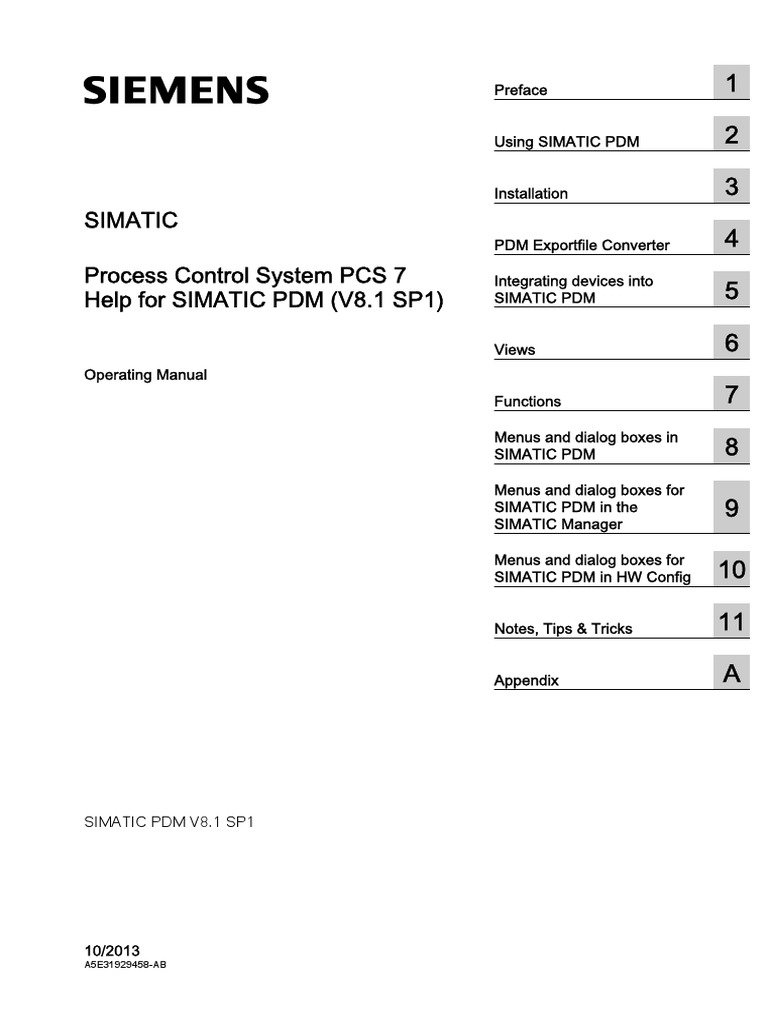 Simatic PDM V81 SP1 2013 10 | PDF | Menu (Computing) | Computer Network