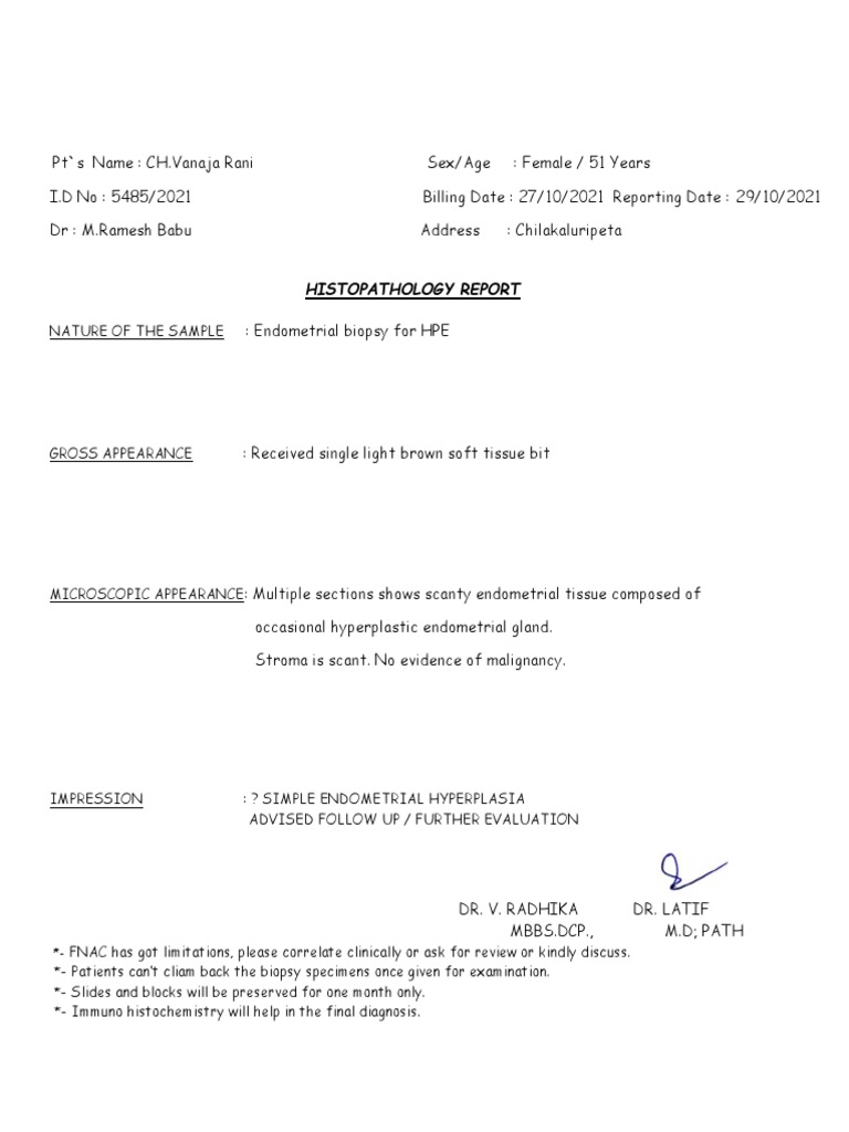 Histopathology Report | PDF
