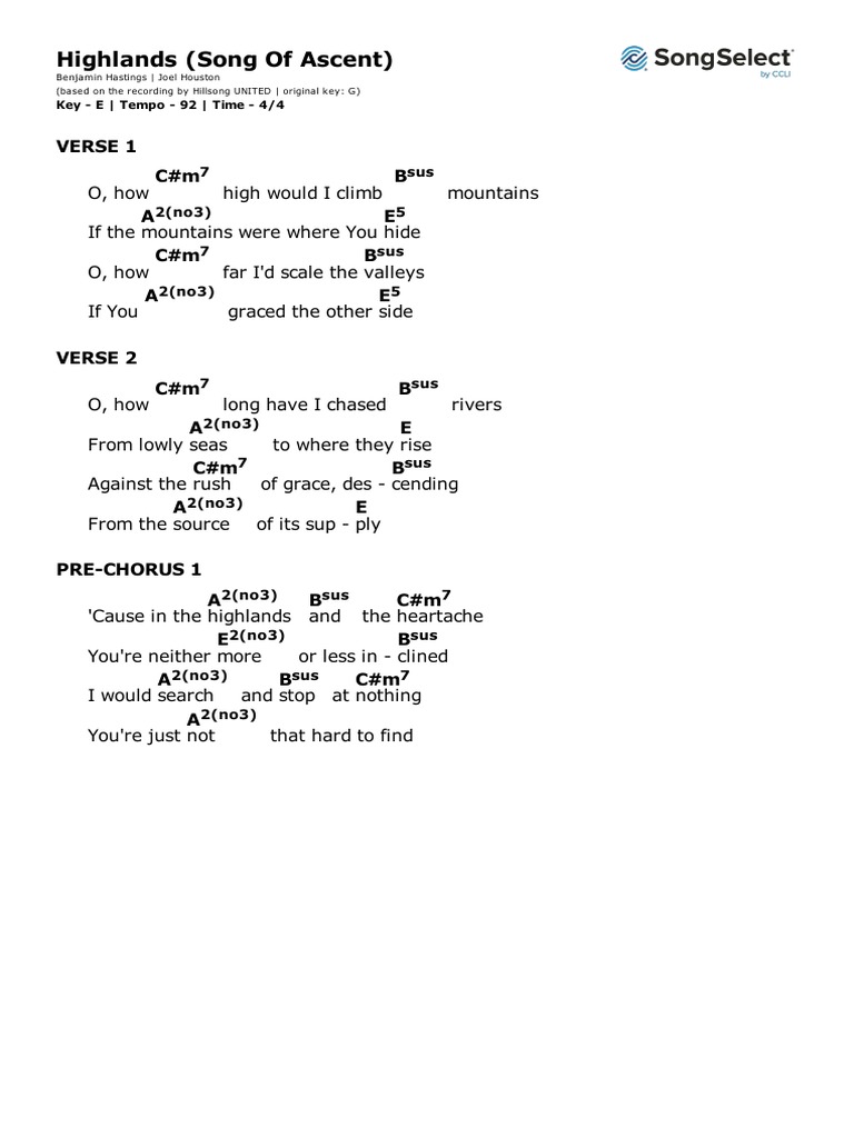 Highlands Song of Ascent E | PDF | Song Structure